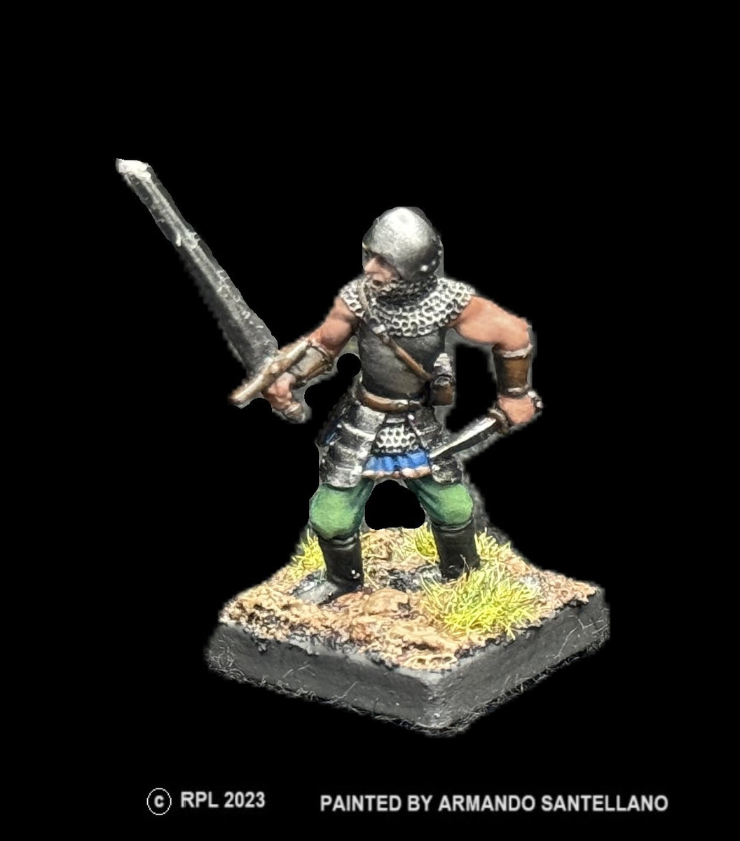 52-0081: Adventurer with Sword and Dagger, Armored – Ral Partha Legacy