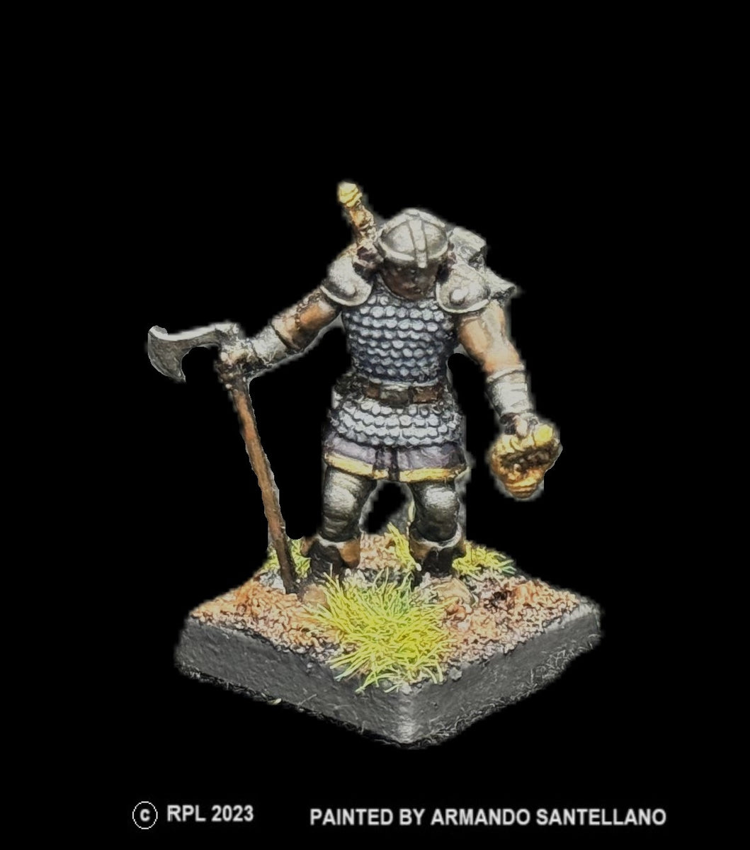 52-0082: Adventurer with Axe and Treasure, Scale Armor – Ral Partha Legacy