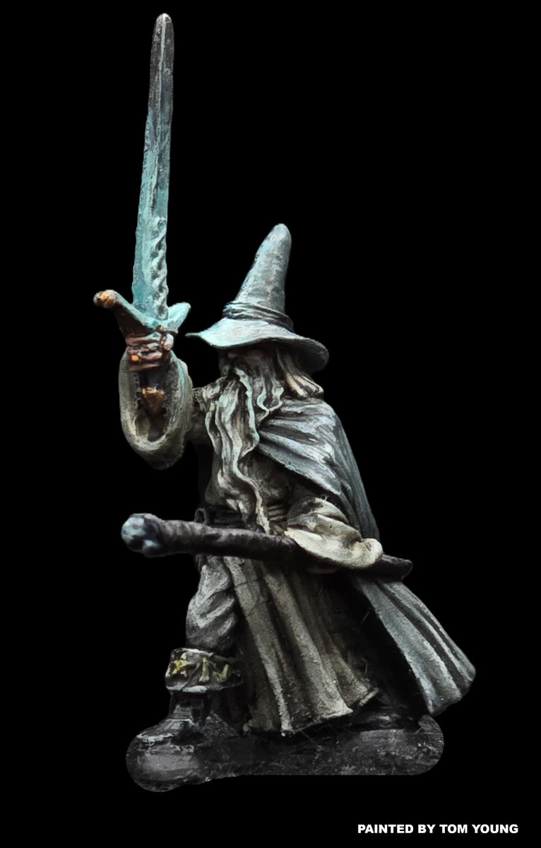 52-0507: Wizard with Sword Raised, Staff Forward – Ral Partha Legacy
