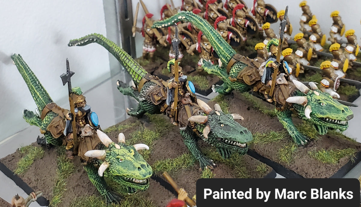 98-5572: Hoplite Thunder Lizard Cavalry [3] – Ral Partha Legacy