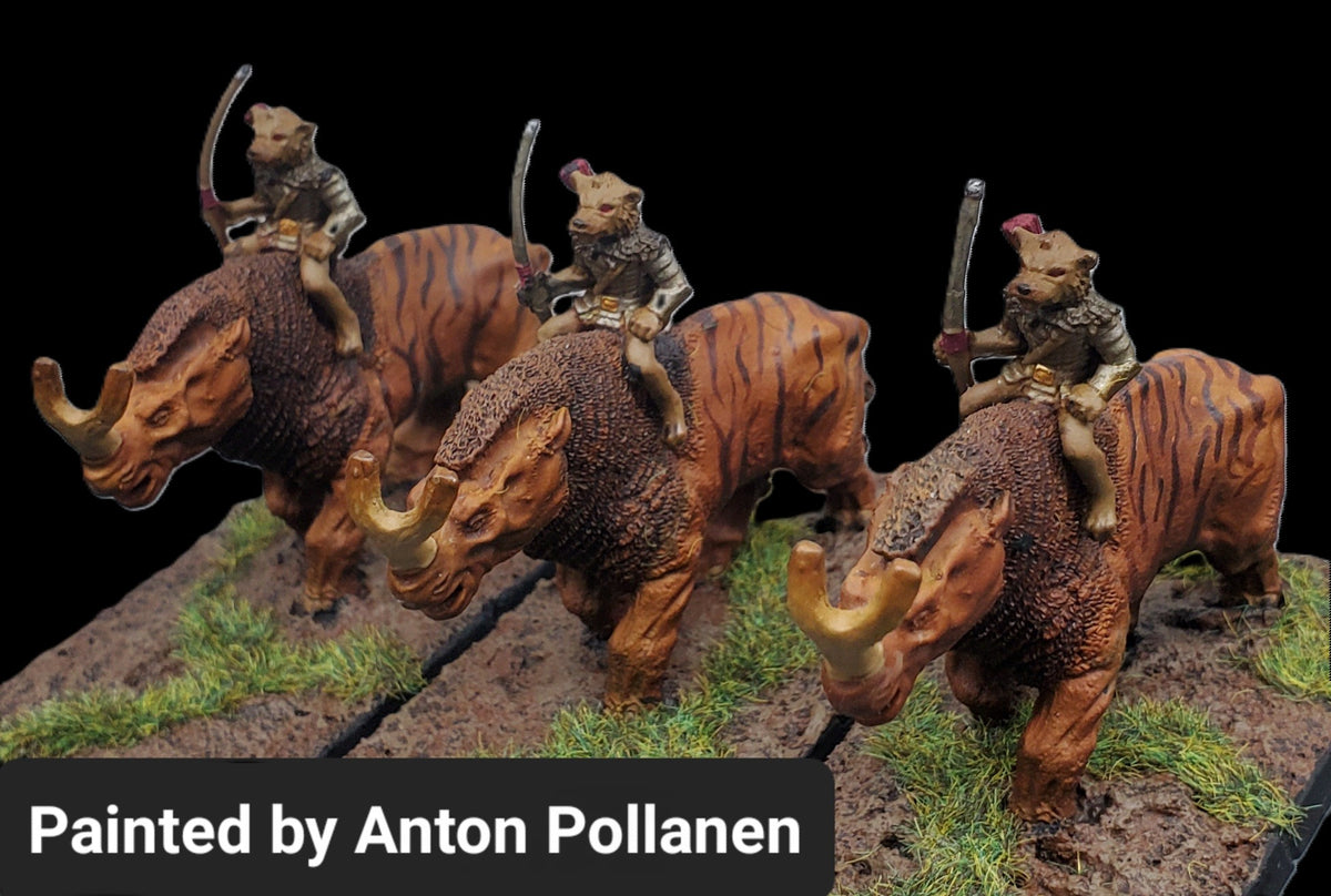 98-9170: Gnoll Brontotherum Cavalry [3] – Ral Partha Legacy