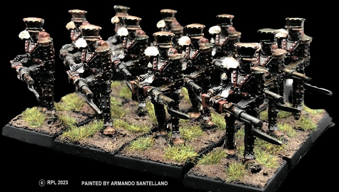 99-4002: Clockwork Soldiers with Rifles [12] – Ral Partha Legacy